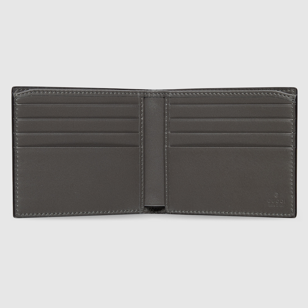 Cartera plegable GG Emblem en piel con GG gris | GUCCI® MX