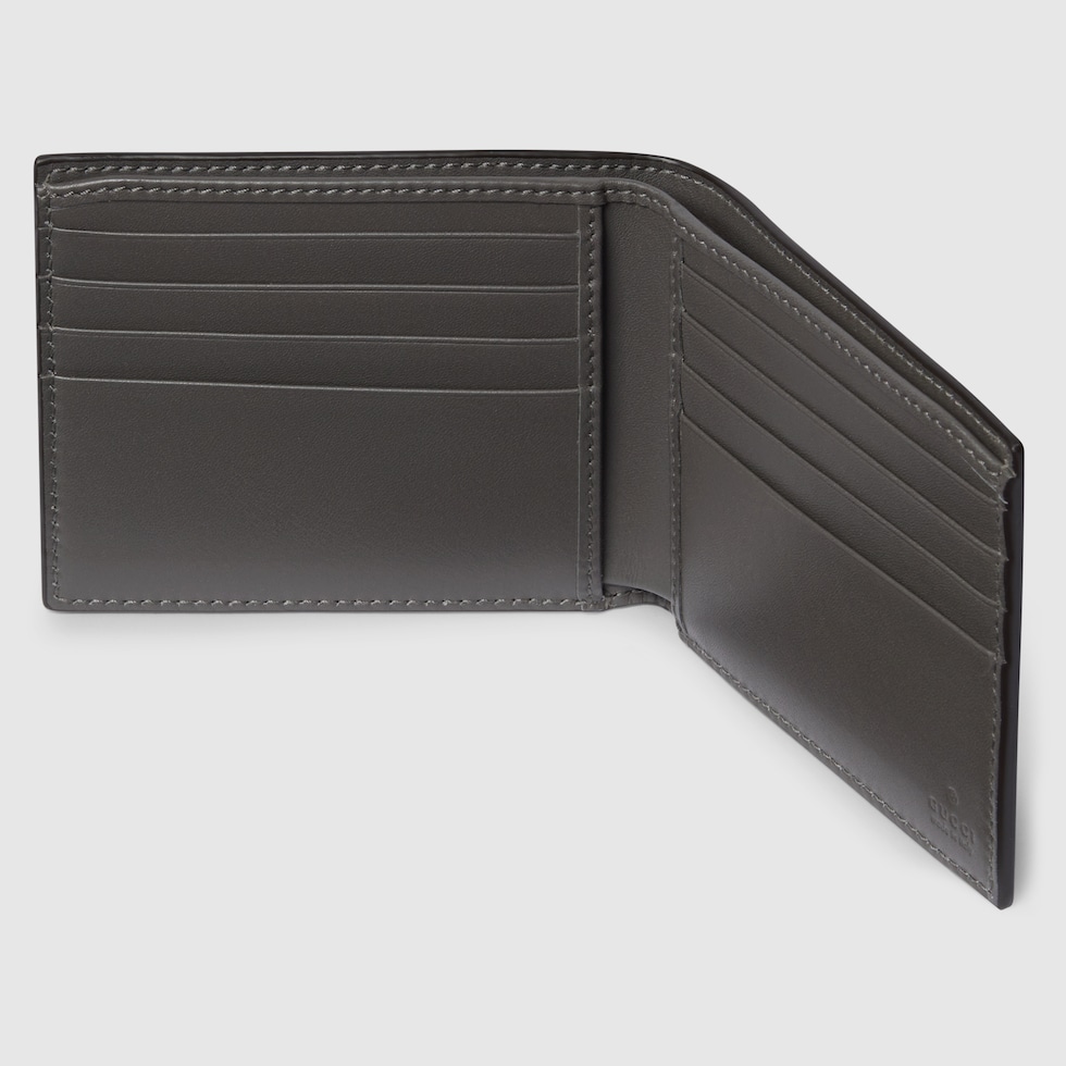 GG Emblem bi-fold wallet in grey GG leather | GUCCI® CA