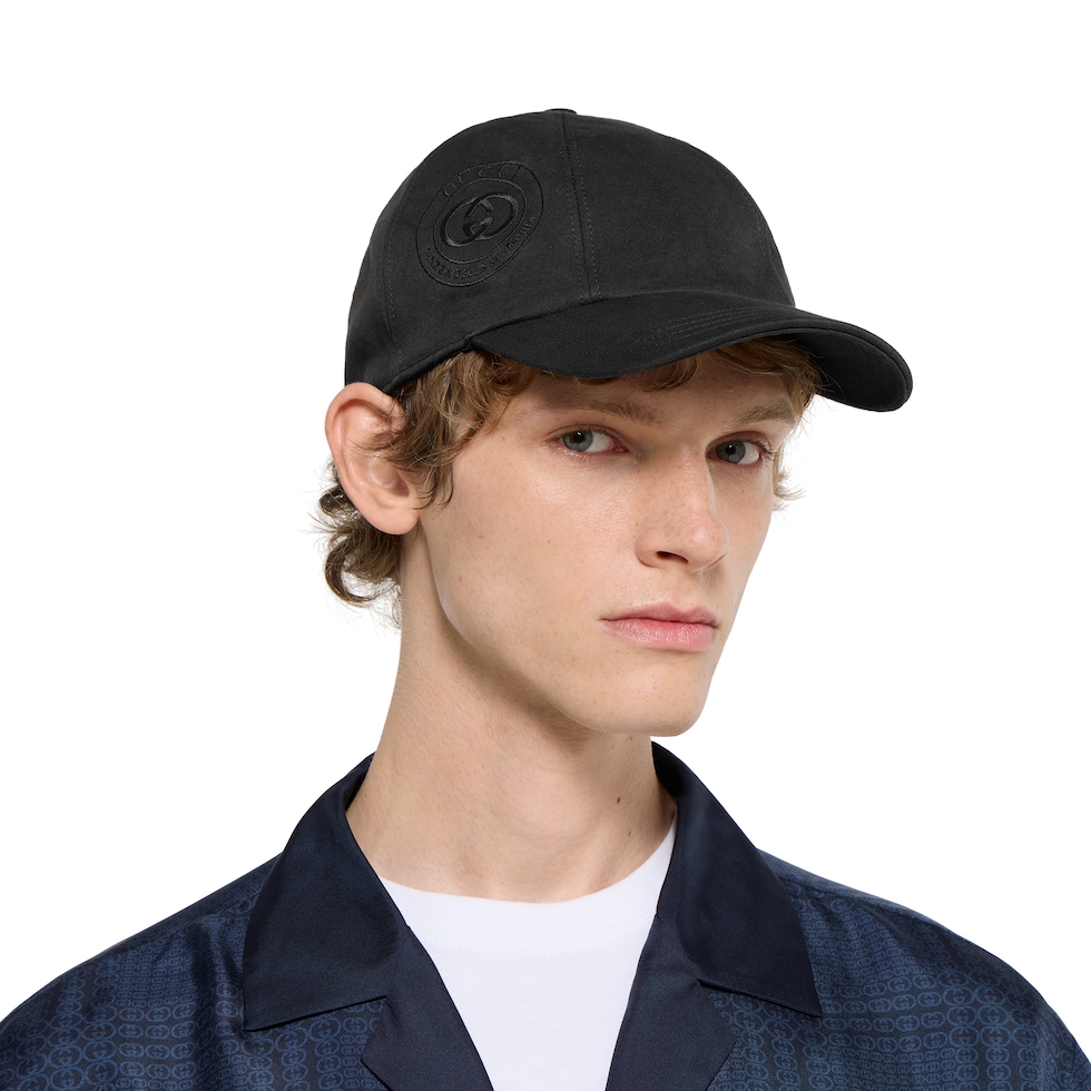 Fabric baseball hat with embroidery in black | GUCCI® AU