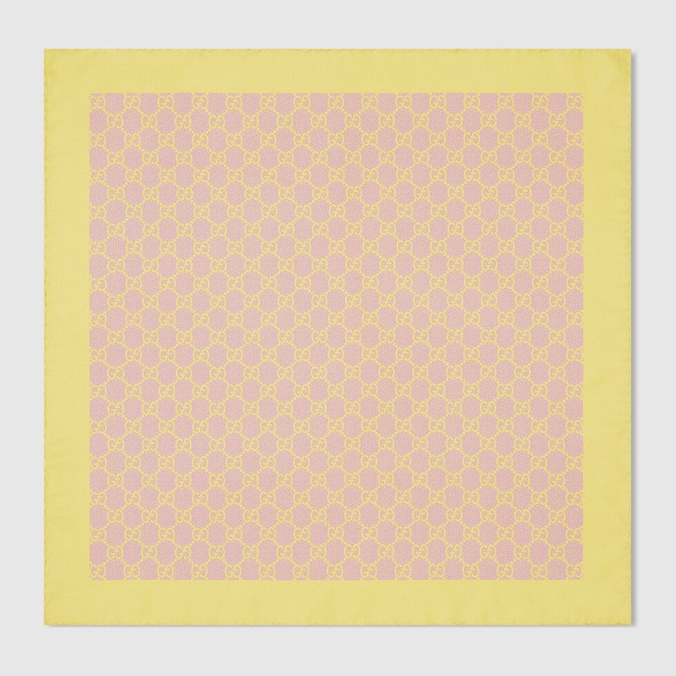 GG silk twill bandana in pink and yellow | GUCCI® US