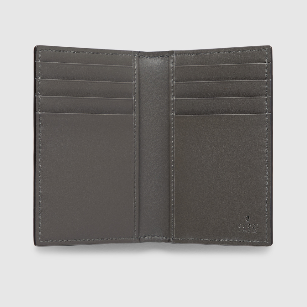 GG Emblem card case in grey GG leather | GUCCI® NZ