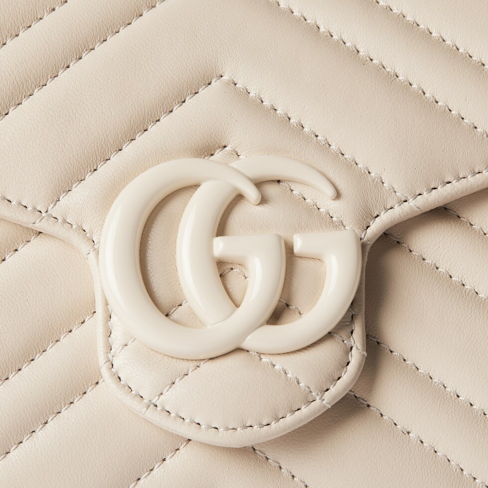 GG Marmont wallet on chain in ivory leather | GUCCI® CH