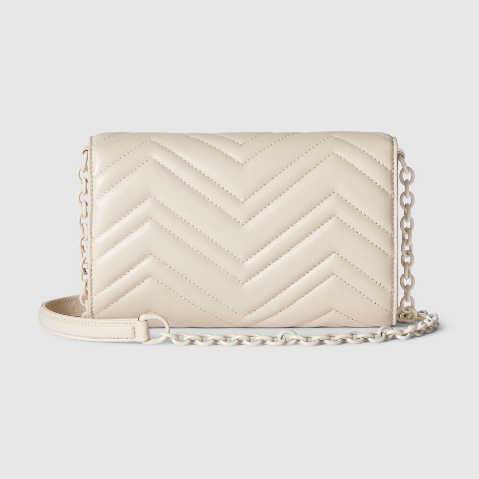 GG Marmont wallet on chain in ivory leather | GUCCI® CH