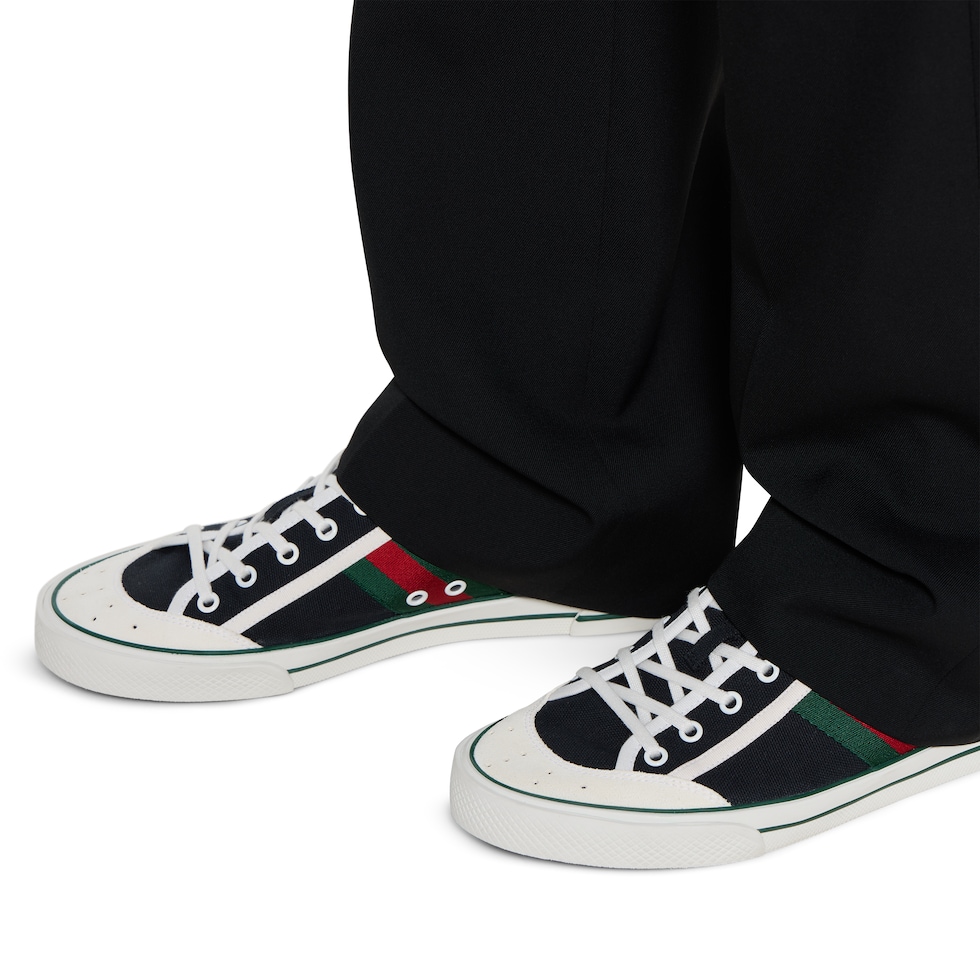 Men's Gucci Tennis 1977 trainers in black canvas | GUCCI® QA
