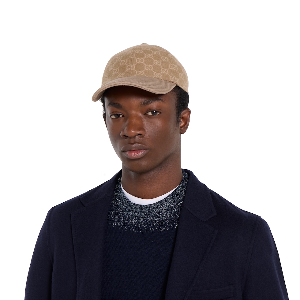 GG knit fabric baseball hat in beige and light brown | GUCCI® AE