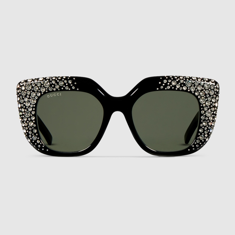 Square frame sunglasses in black | GUCCI® QA