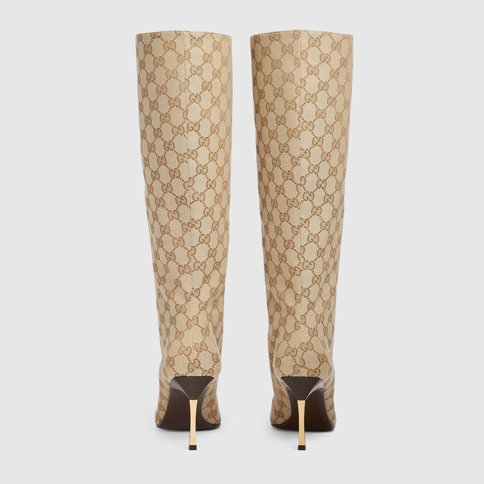 Women's Bombshell boot in sand and brown GG canvas | GUCCI® IE