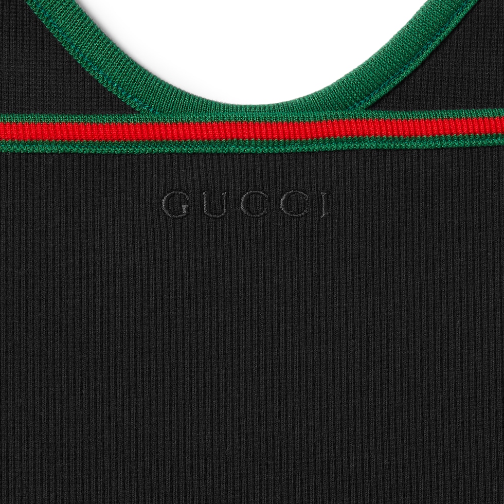 Heavy cotton rib tank top in black | GUCCI® US