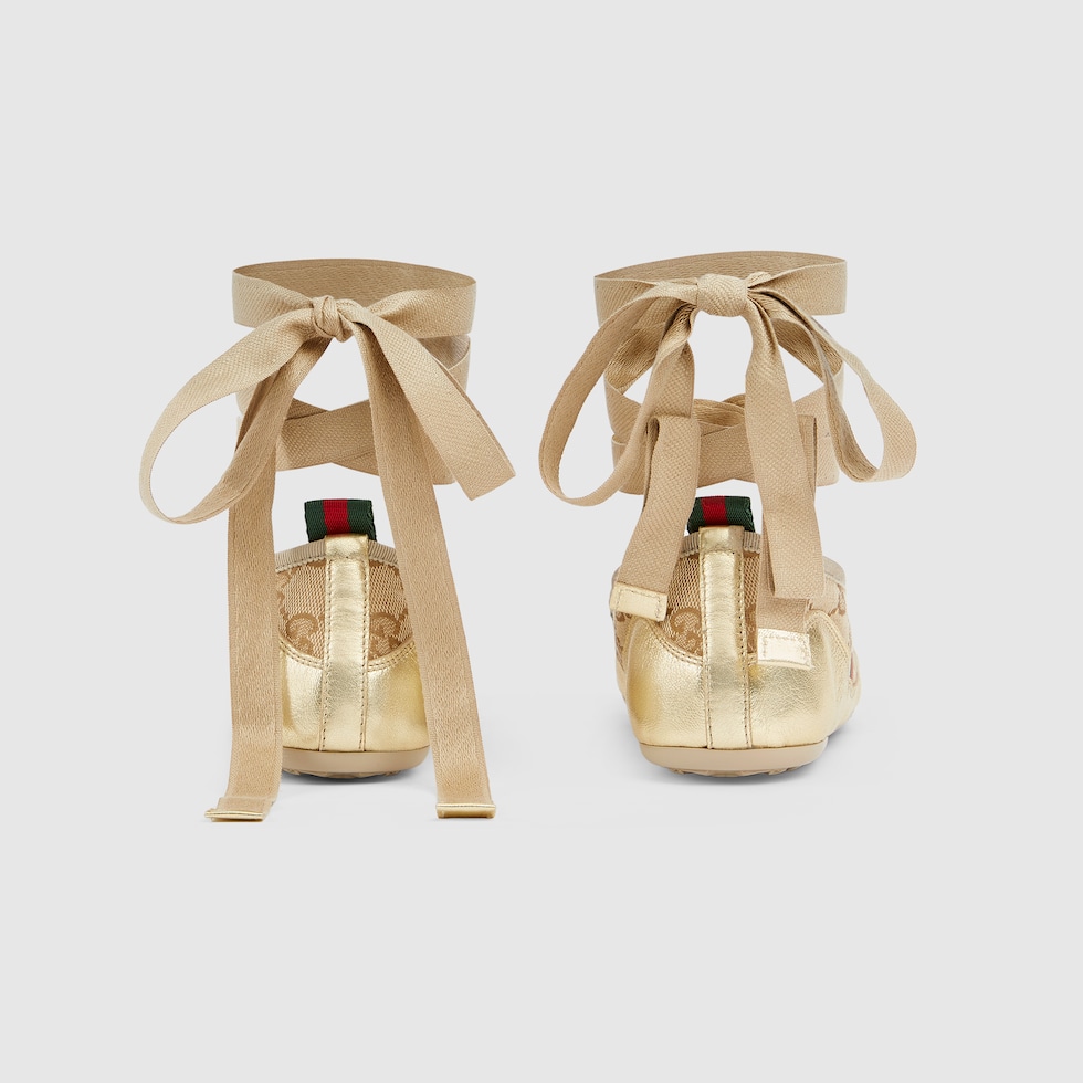 Women's Gucci Shift ballerina in beige and brown GG canvas | GUCCI® CA