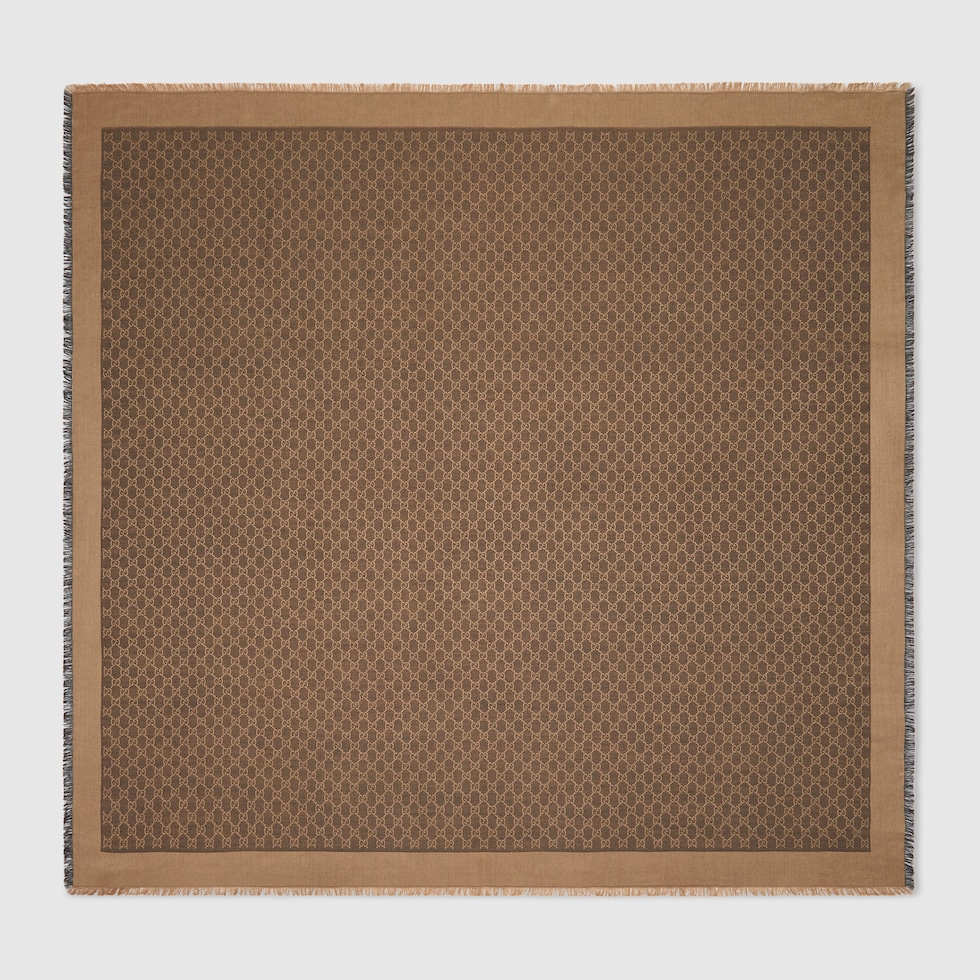GG silk wool shawl in brown and beige | GUCCI® ZA