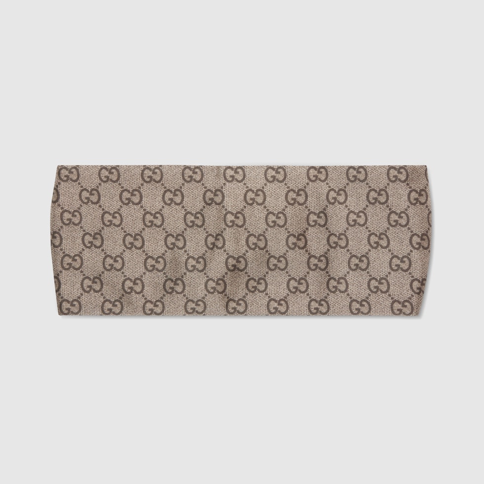 Printed silk twill headband in camel and light brown | GUCCI® AU