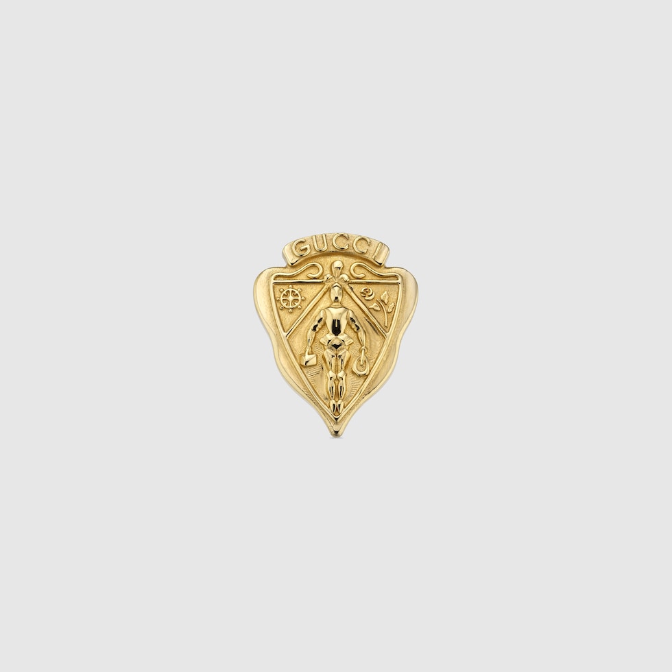 Gucci crest brooch in gold-toned brass | GUCCI® ZA