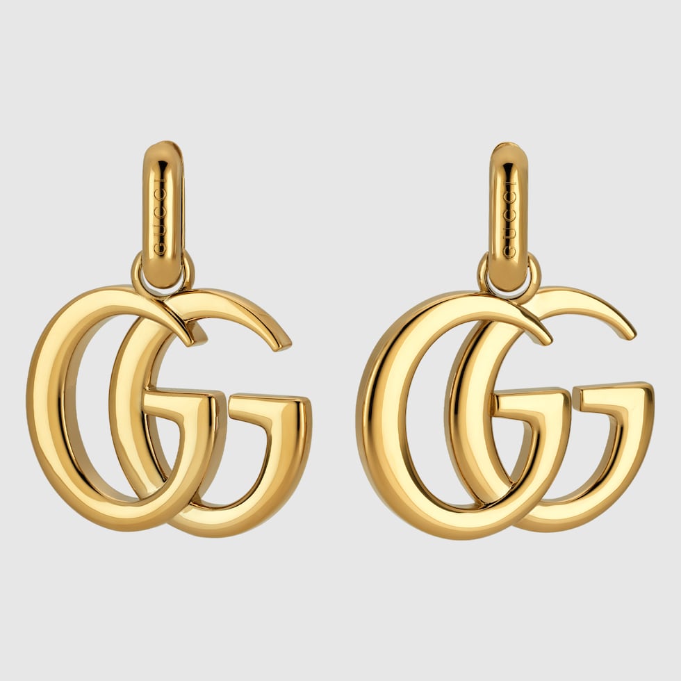 GG Marmont earrings in gold-toned brass | GUCCI® US