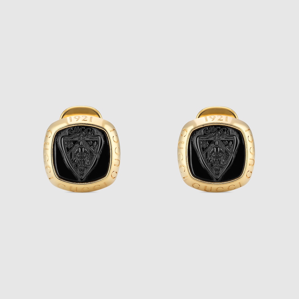 Gucci crest cufflinks in gold-toned brass | GUCCI® UK