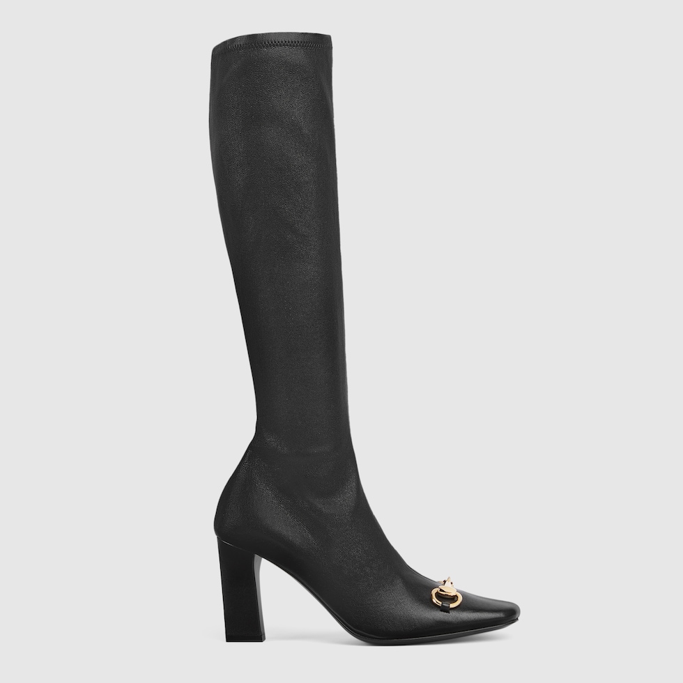 Women's Signora boot in black leather | GUCCI® GR