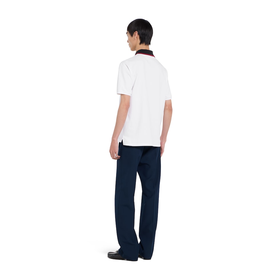 Cotton piquet polo shirt with embroidery in white | GUCCI® AU