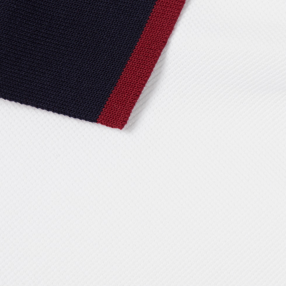 Cotton piquet polo shirt with embroidery in white | GUCCI® AU