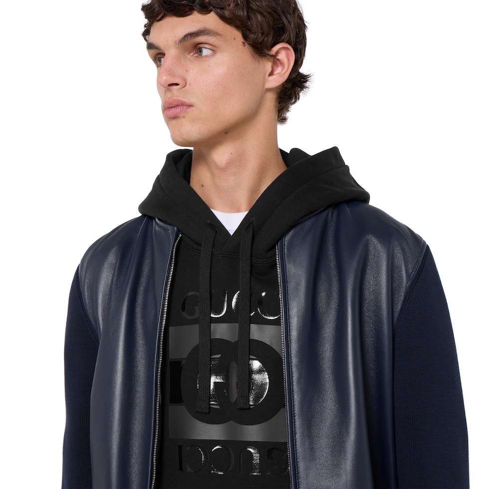 Felpa in jersey di cotone con stampa in nero | GUCCI® IT