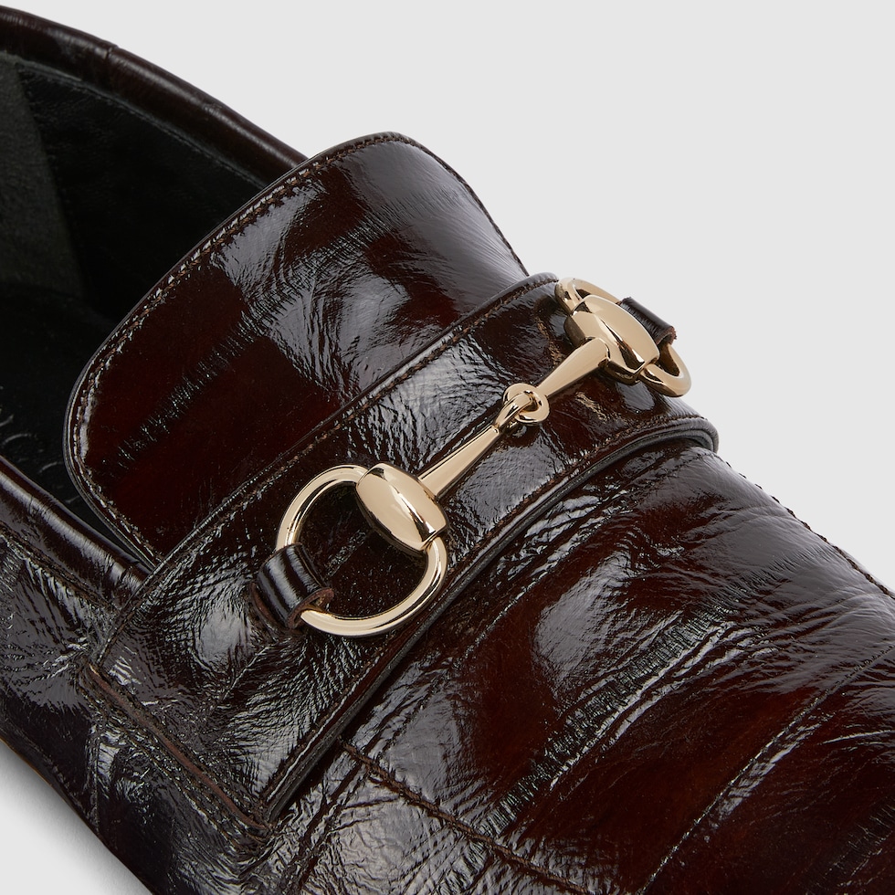 Men's eel loafer with Horsebit in dark brown | GUCCI® CA