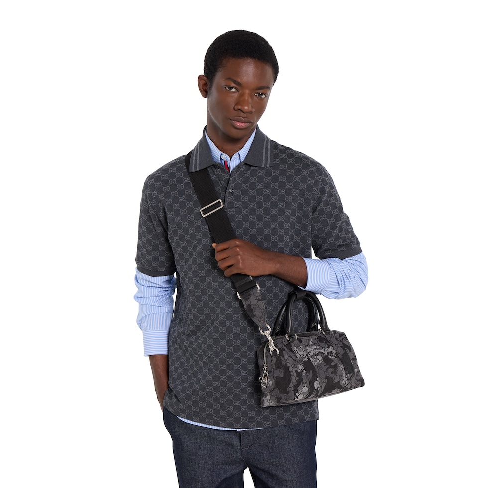 GG canvas small duffle bag in black camouflage GG canvas | GUCCI® ZA