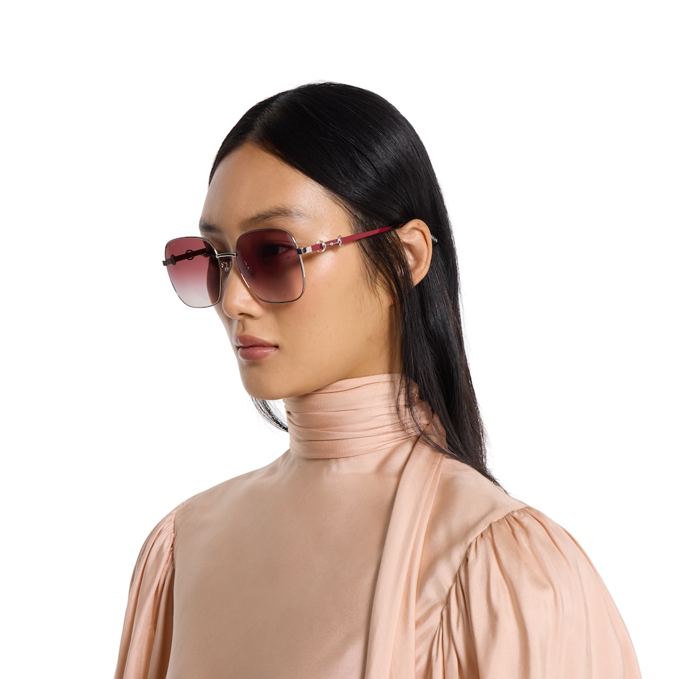Square frame sunglasses in silver | GUCCI® SG