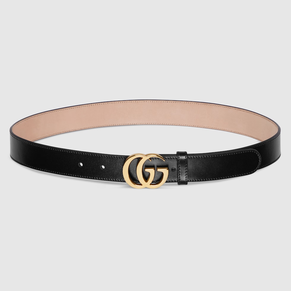 Flat Marmont belt in black soft leather | GUCCI® NL