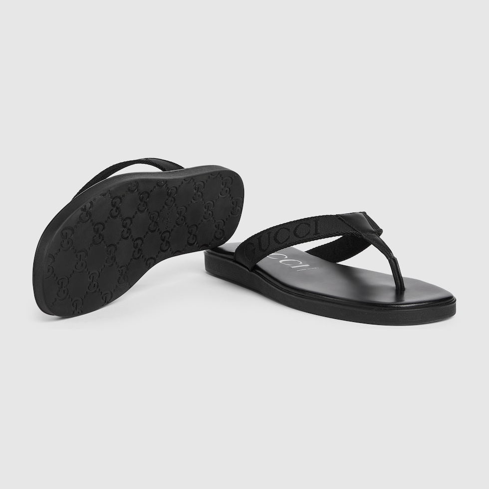 Men's thong with tonal logo in black jacquard fabric | GUCCI® NL