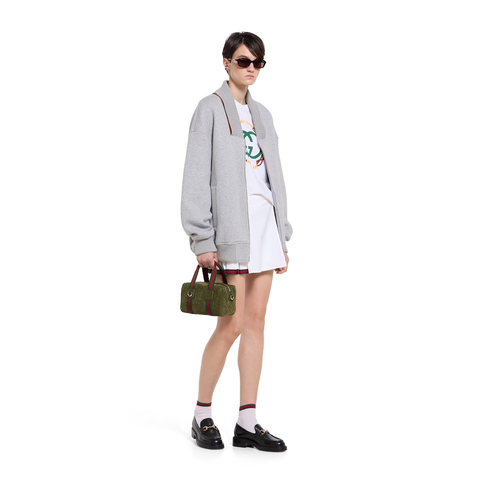 Gucci Mini GG handbag in green GG suede | GUCCI® UK