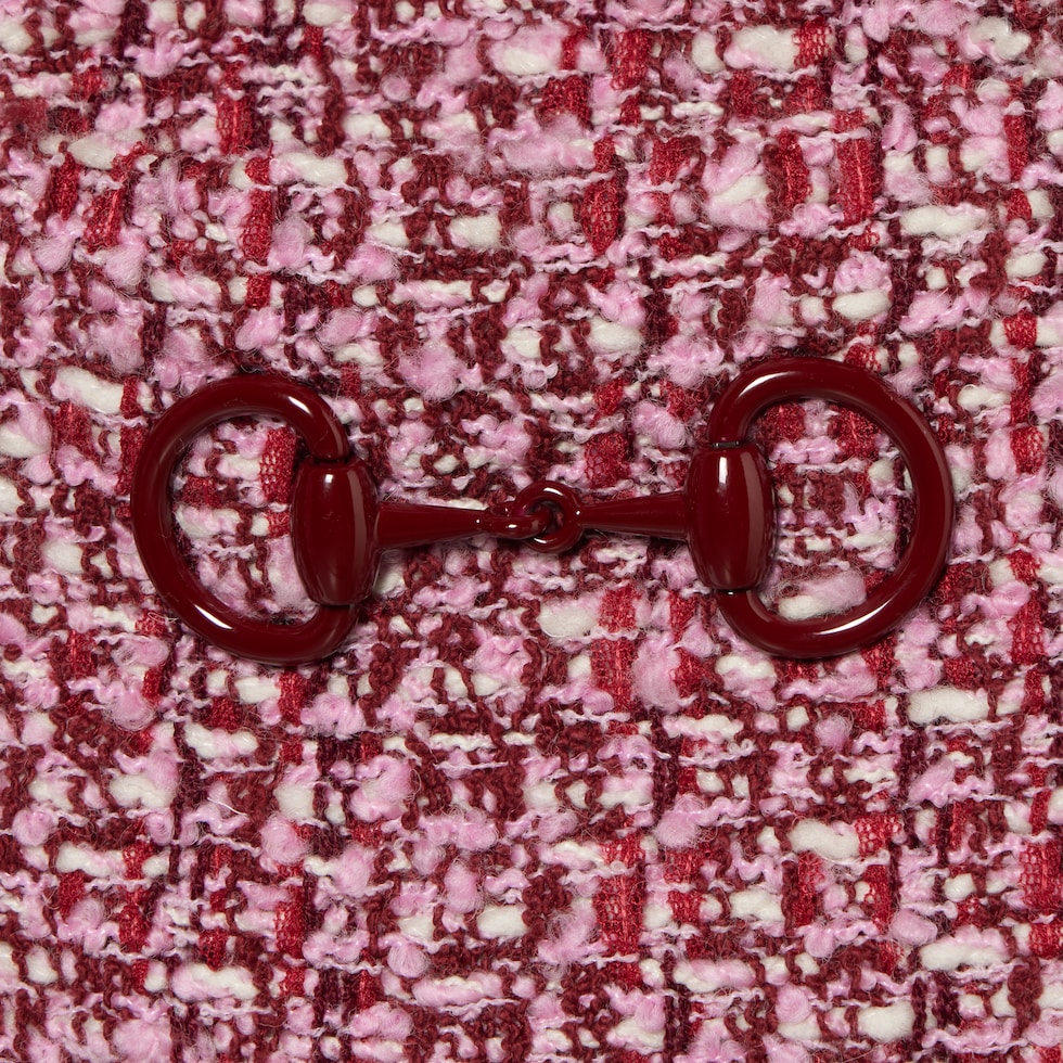 Tweed jacket with Horsebit detail in pink and red | GUCCI® US