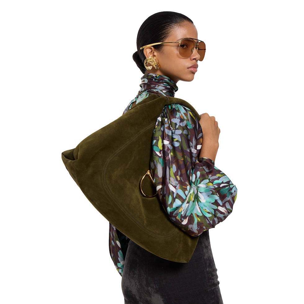 Gucci Softbit maxi shoulder bag in forest green suede | GUCCI® UK