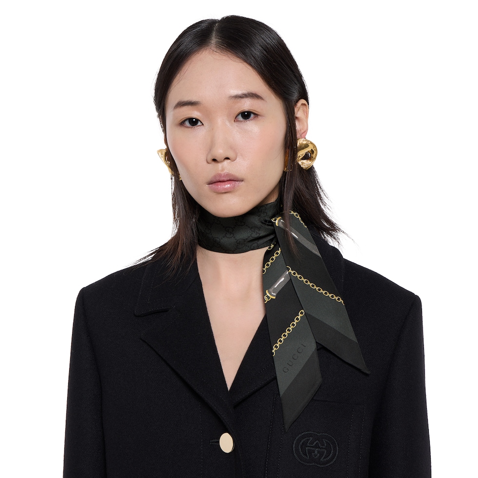 Cinta de seda estampada en negro | GUCCI® ZA