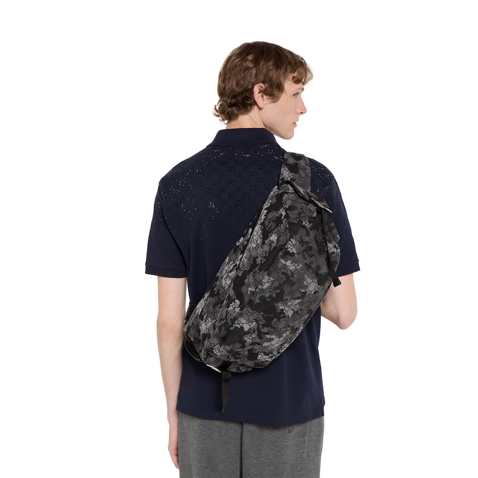 GG canvas large crossbody bag in black camouflage GG canvas | GUCCI® US