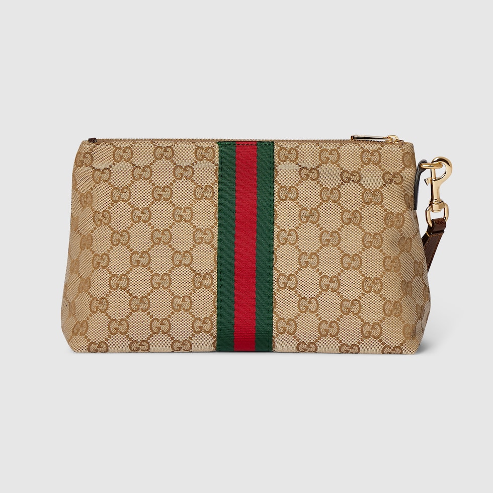 Small GG pouch in sand and brown GG canvas | GUCCI® UK