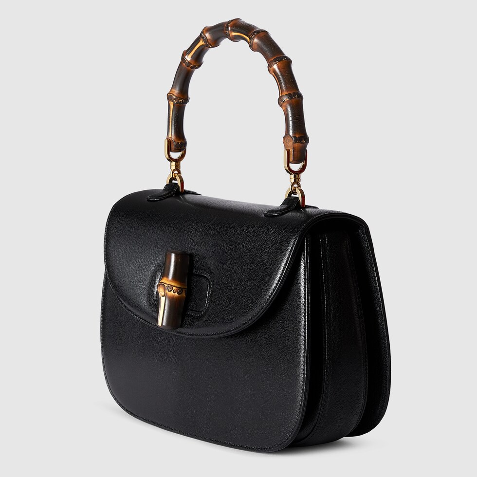 Gucci Bamboo 1947 medium bag in black leather | GUCCI® RO