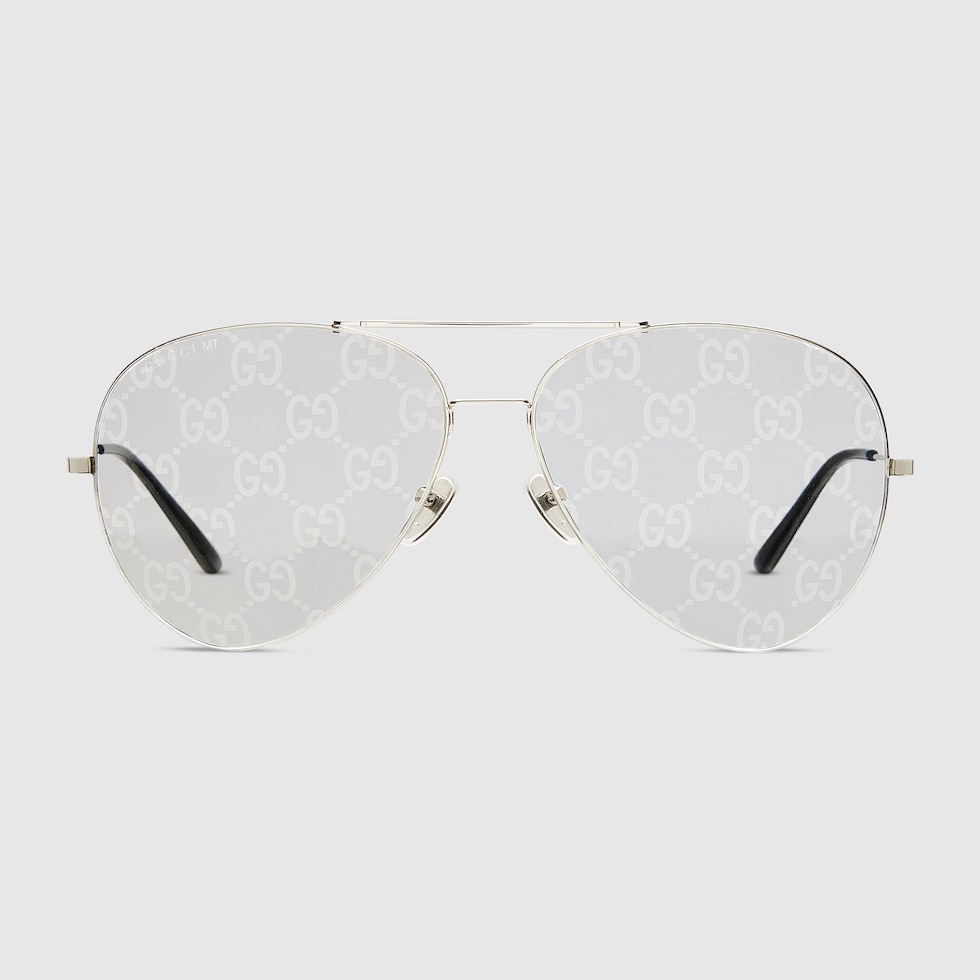 Gafas de sol con marco de piloto en plateado | GUCCI® MX