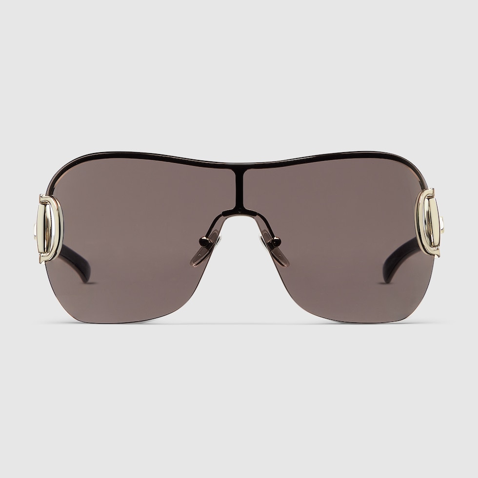 Frameless mask sunglasses in silver-toned | GUCCI® QA