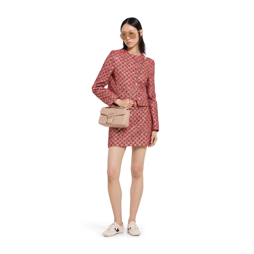 GG Marmont medium shoulder bag in pink beige leather | GUCCI® SG