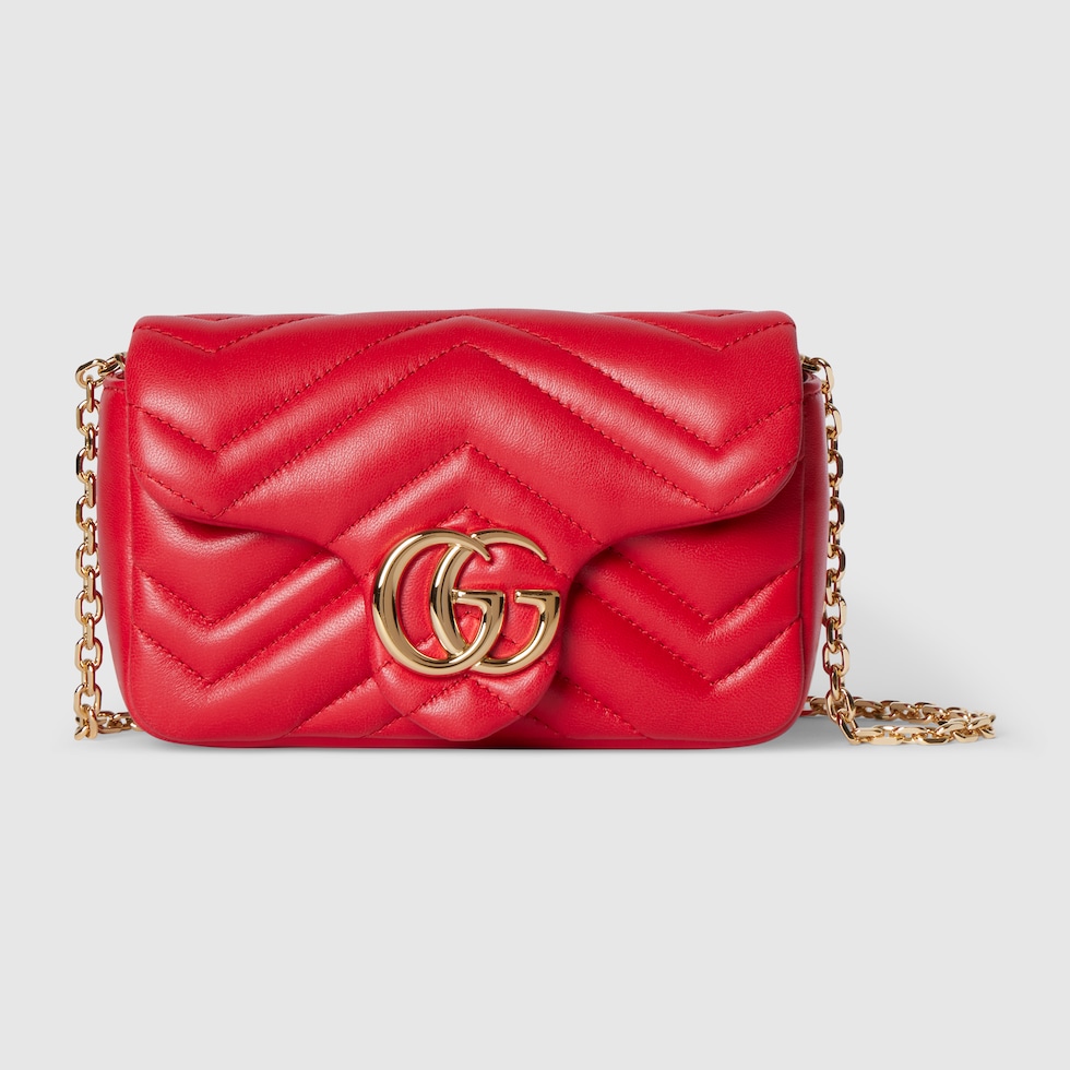GG Marmont mini shoulder bag in bright red leather | GUCCI® CA