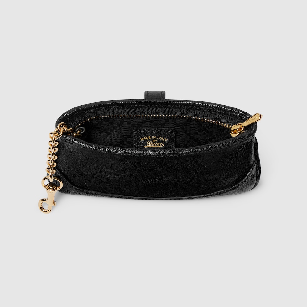 Gucci Jackie zip key pouch in black leather | GUCCI® TR
