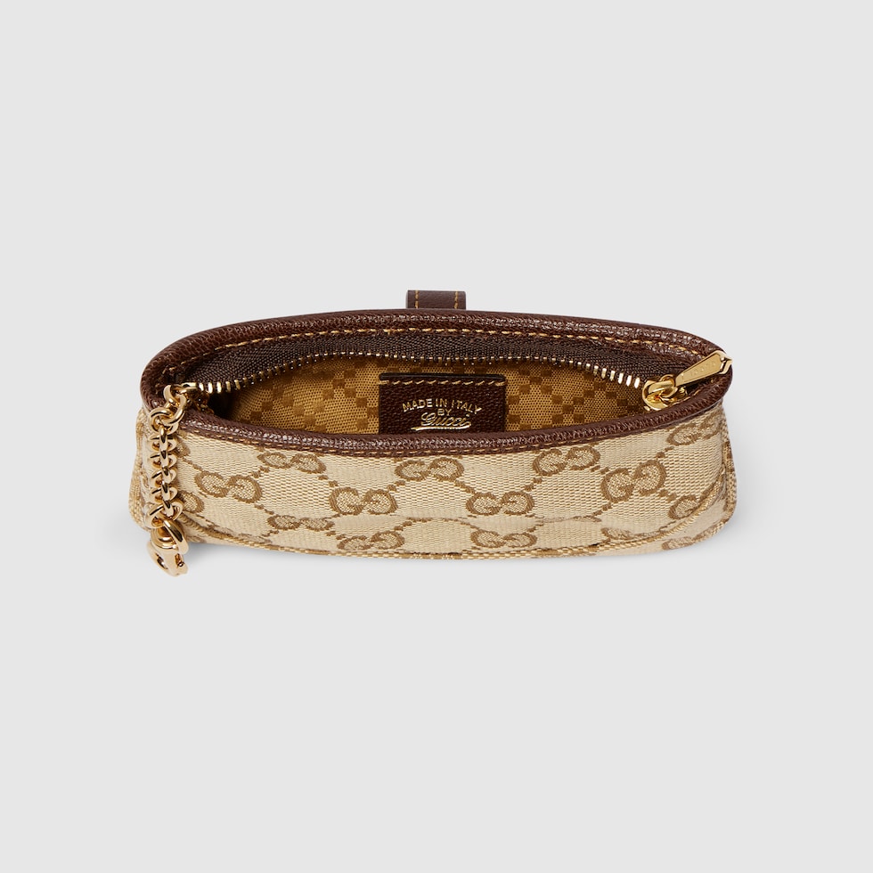 Gucci Jackie zip key pouch in sand and brown GG canvas | GUCCI® TR