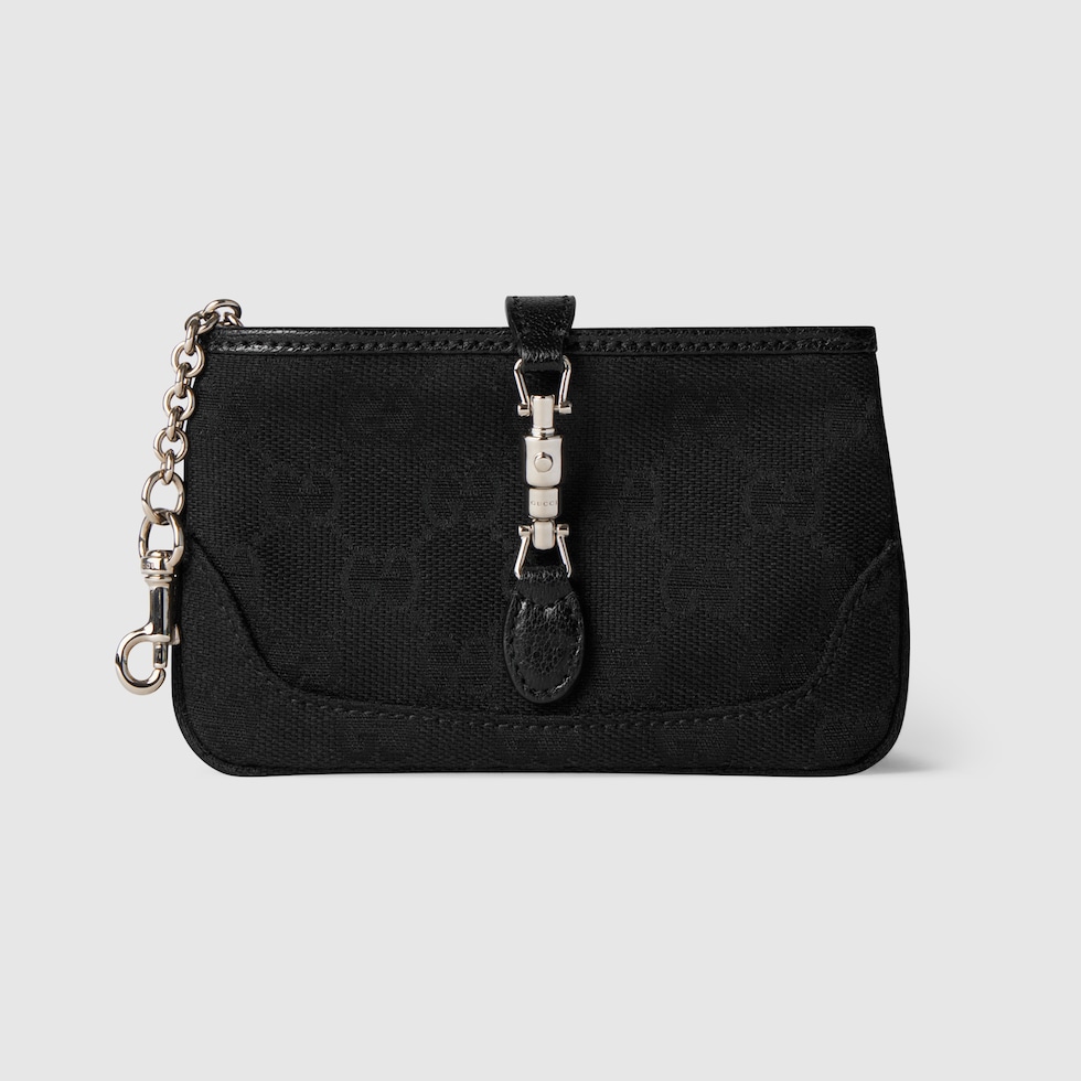 Gucci Jackie zip key pouch in black GG canvas | GUCCI® TR