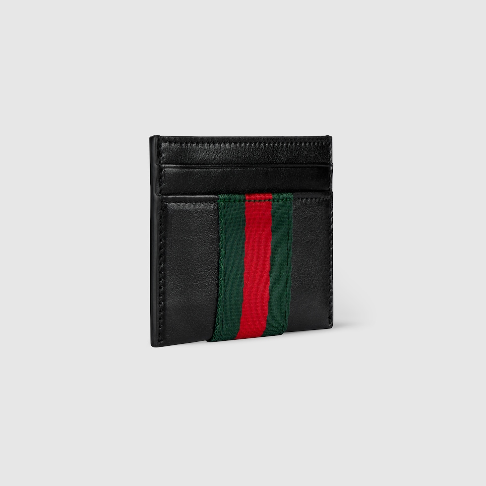 Web Trademark coin wallet in black leather | GUCCI® US