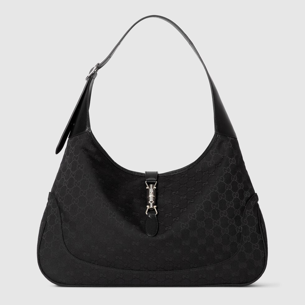 Gucci Jackie 1961 large crossbody bag in black GG canvas | GUCCI® CA
