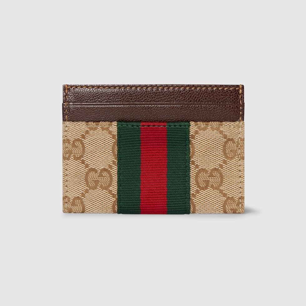 GG card case with Web in sand and brown GG canvas | GUCCI® US