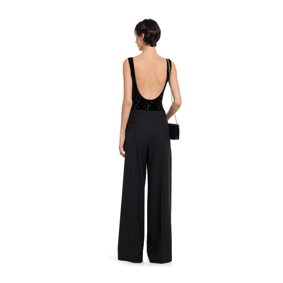 Chenille bodysuit with GG crystals in black | GUCCI® US