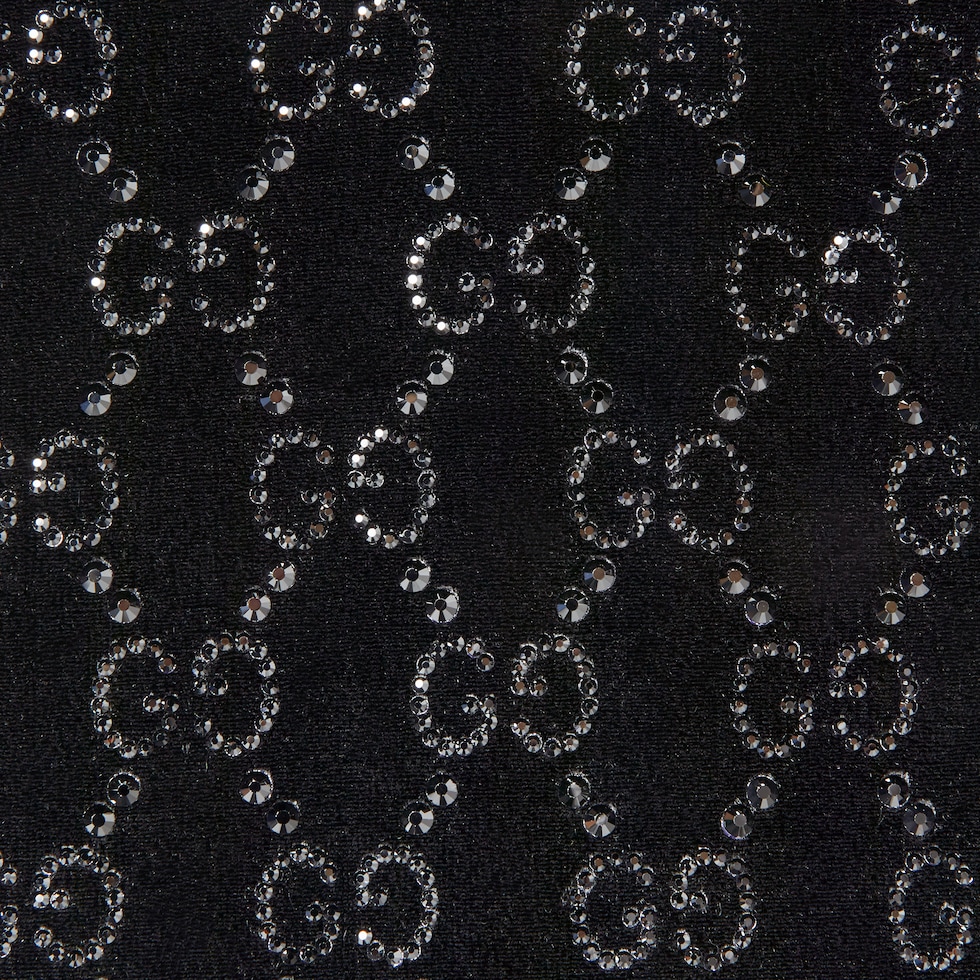 Chenille bodysuit with GG crystals in black | GUCCI® US