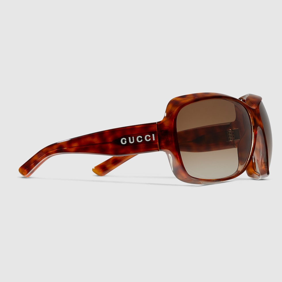 Square frame sunglasses in tortoiseshell brown | GUCCI® ZA