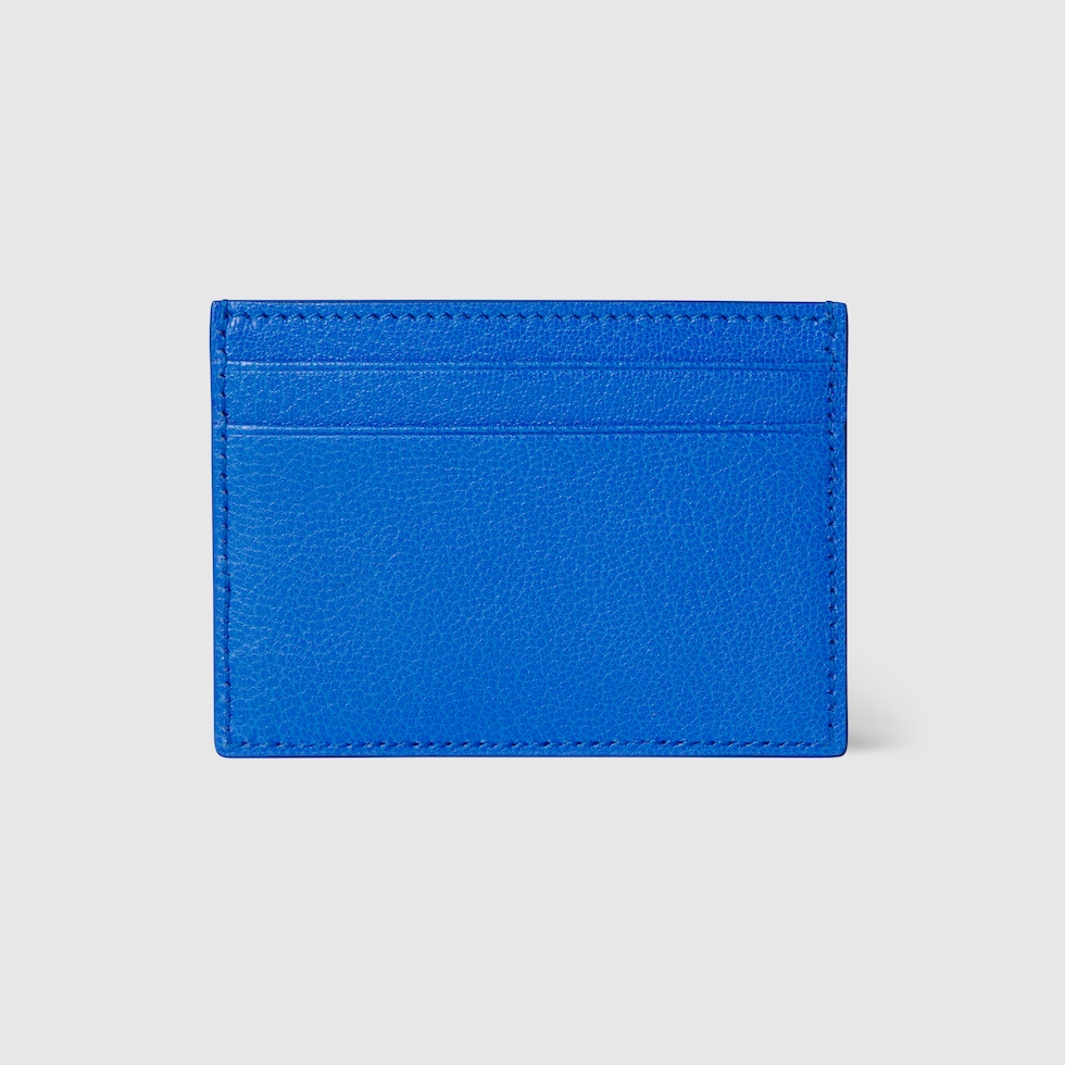 Lira card case in bright blue leather | GUCCI® SG