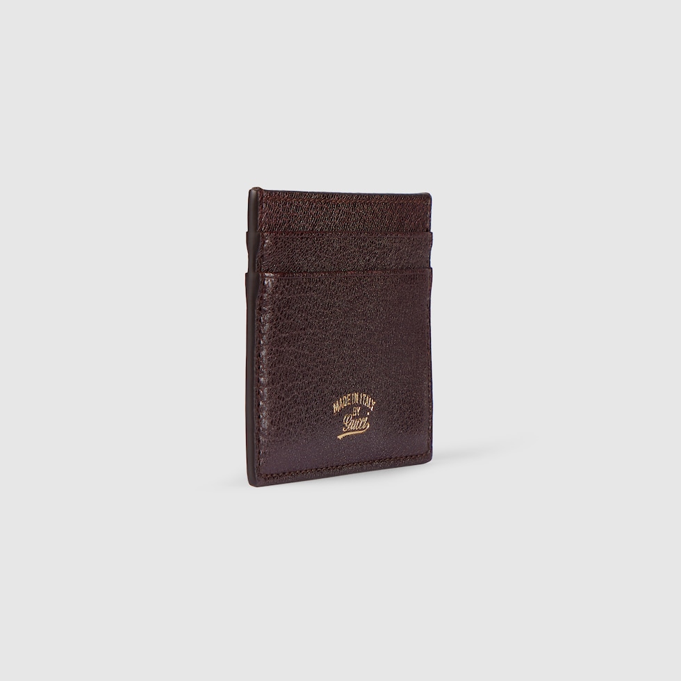 Lira card case in dark brown leather | GUCCI® CA