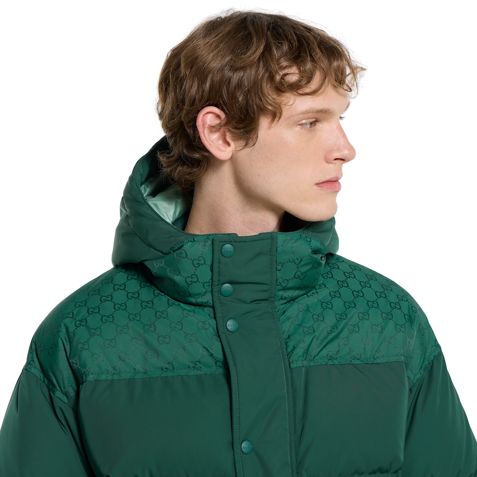 Giacca tecnica imbottita in twill di nylon in verde scuro | GUCCI® IT